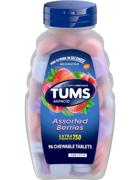 TUMS Tabletas antiácidas de bayas surtidas extra fuertes para aliviar ...